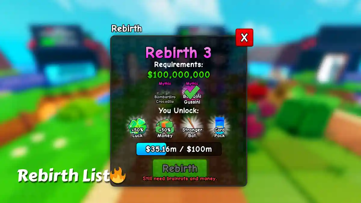 Plants vs Brainrots Rebirth Requirements and Rewards